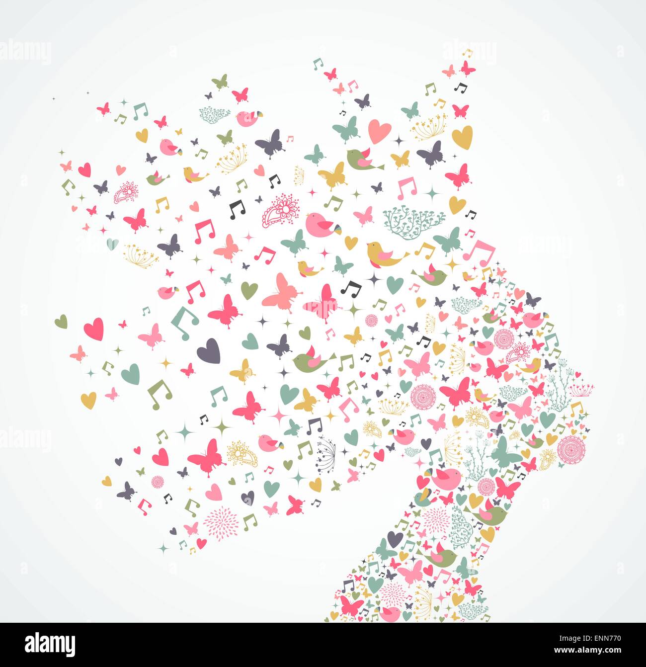 Abstract woman profile with flowers illustration Stock Vector Image ...