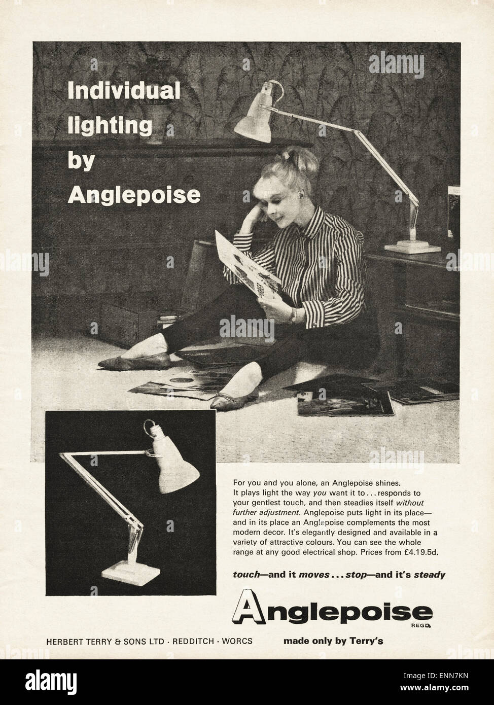 Vintage advert in 1960s magazine dated 1964 for ANGLEPOISE lamps by ...