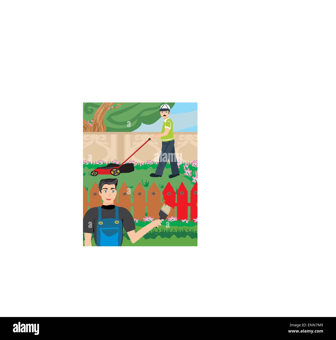 Fence in the garden Stock Vector Images - Alamy