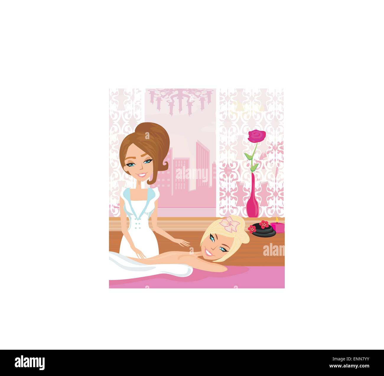 Pretty girl enjoying elegant spa relaxing massage Stock Vector Images ...