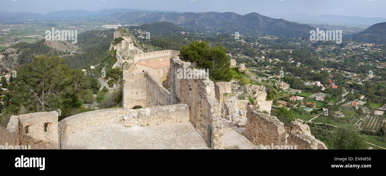Xativa Castle and view over surrounding area, Valencia, Spain Stock ...