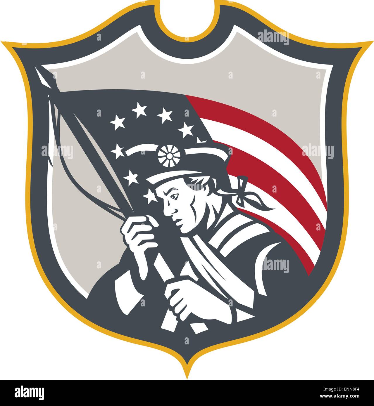 Patriot Holding American Flag Shield Retro Stock Vector Image & Art - Alamy