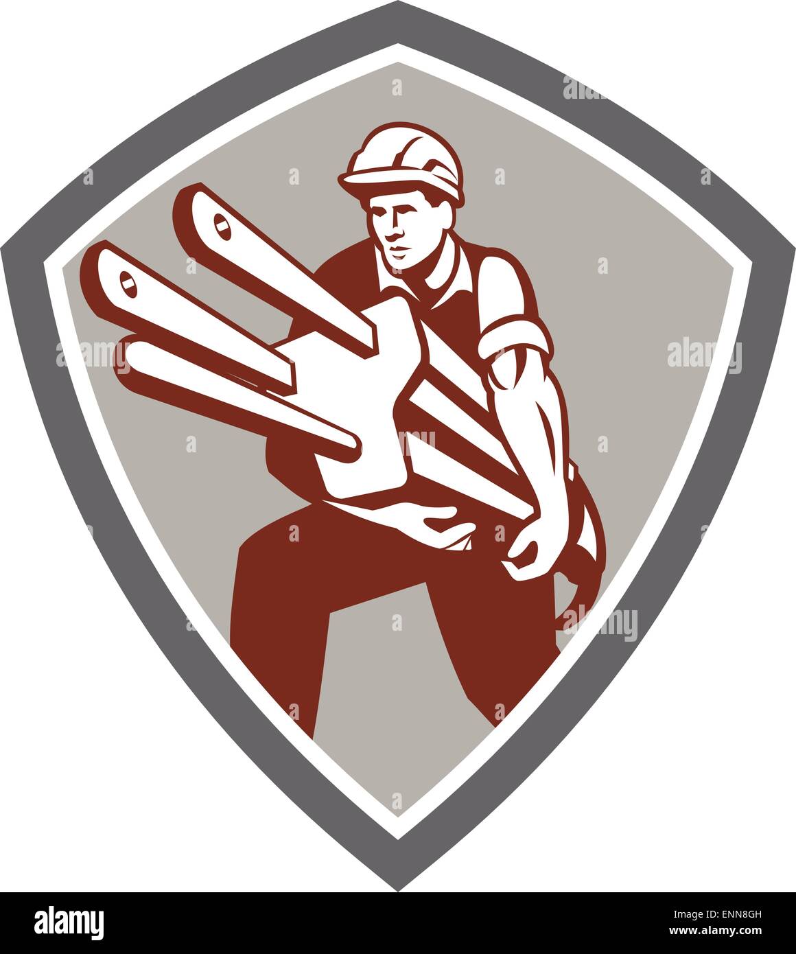 Electrician Carrying Electric Plug Shield Retro Stock Vector Image ...