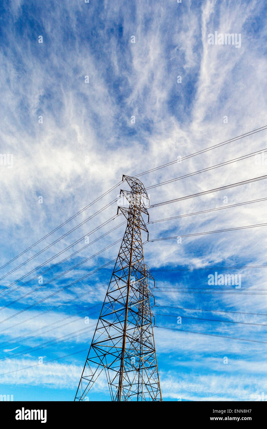 High power electric tower and power lines Stock Photo - Alamy