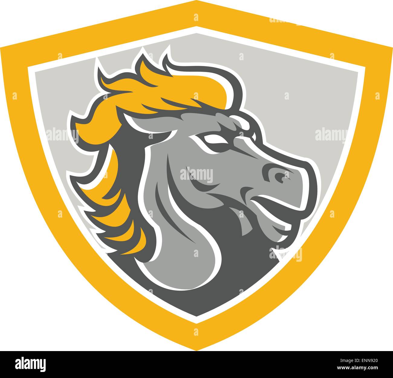 Bronco Horse Head Shield Stock Vector Image & Art - Alamy