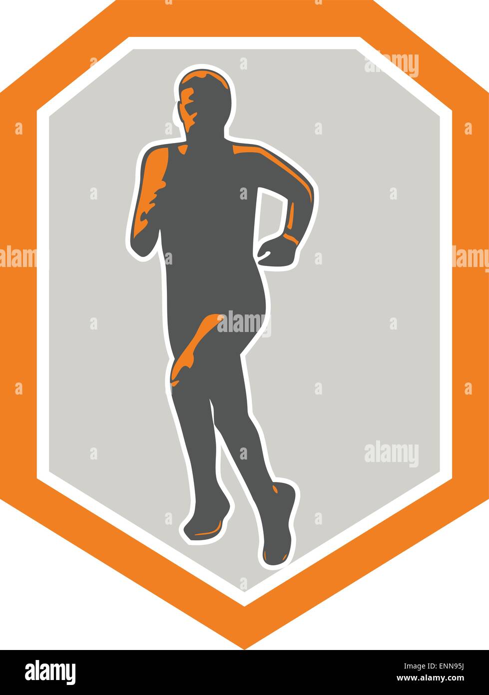 Marathon Runner Running Front Shield Retro Stock Vector Image & Art - Alamy