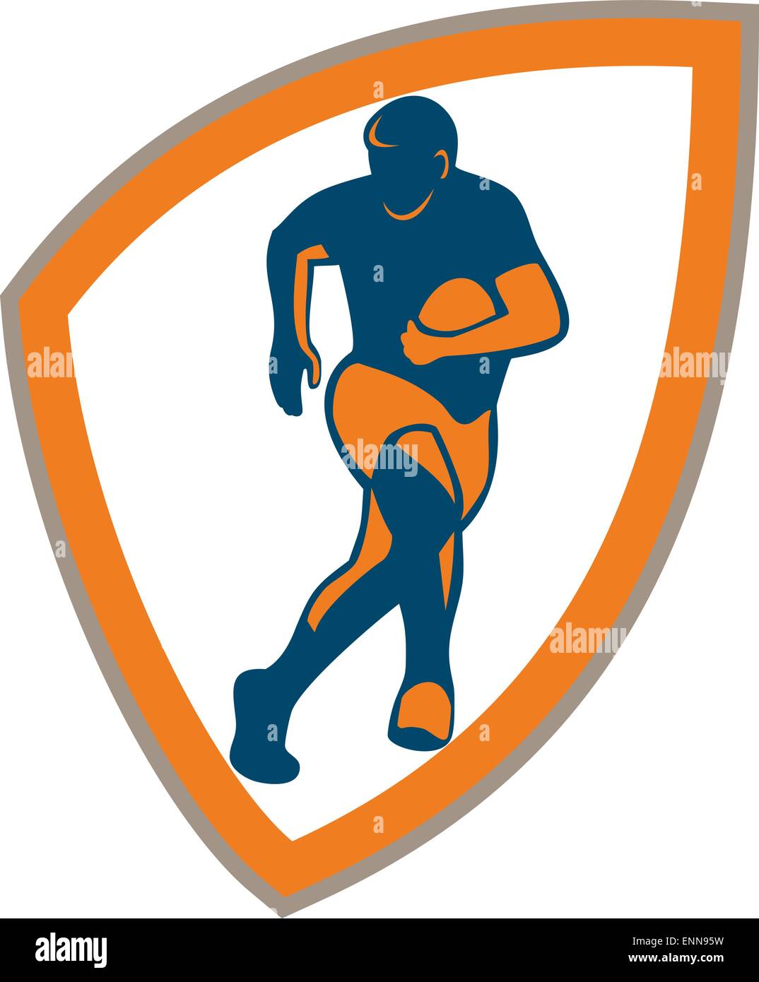 Rugby Player Running Shield Silhouette Stock Vector Image & Art - Alamy