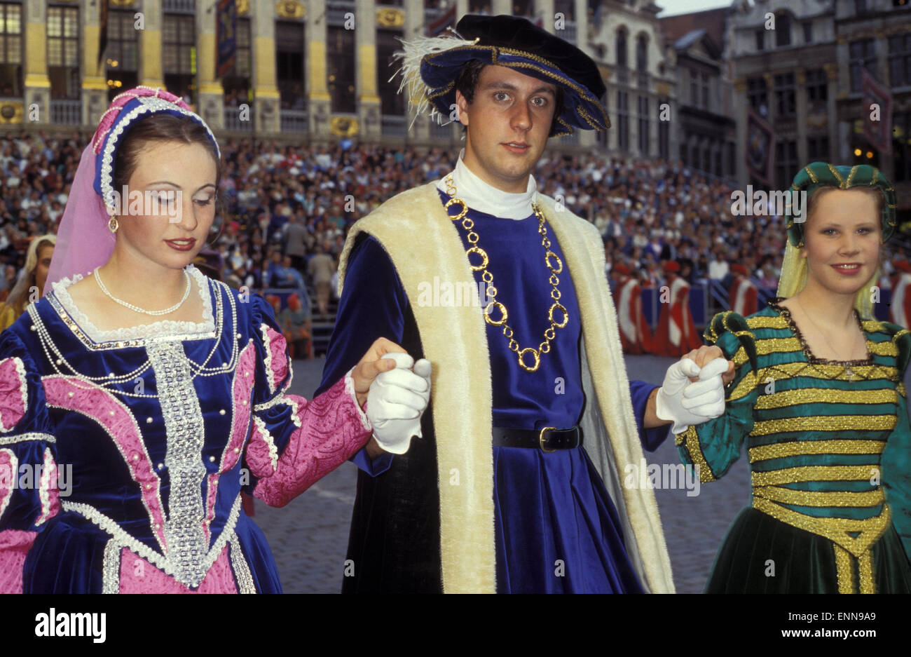 Europe, Belgium, Brussels, participants of the Ommegang festival at the ...