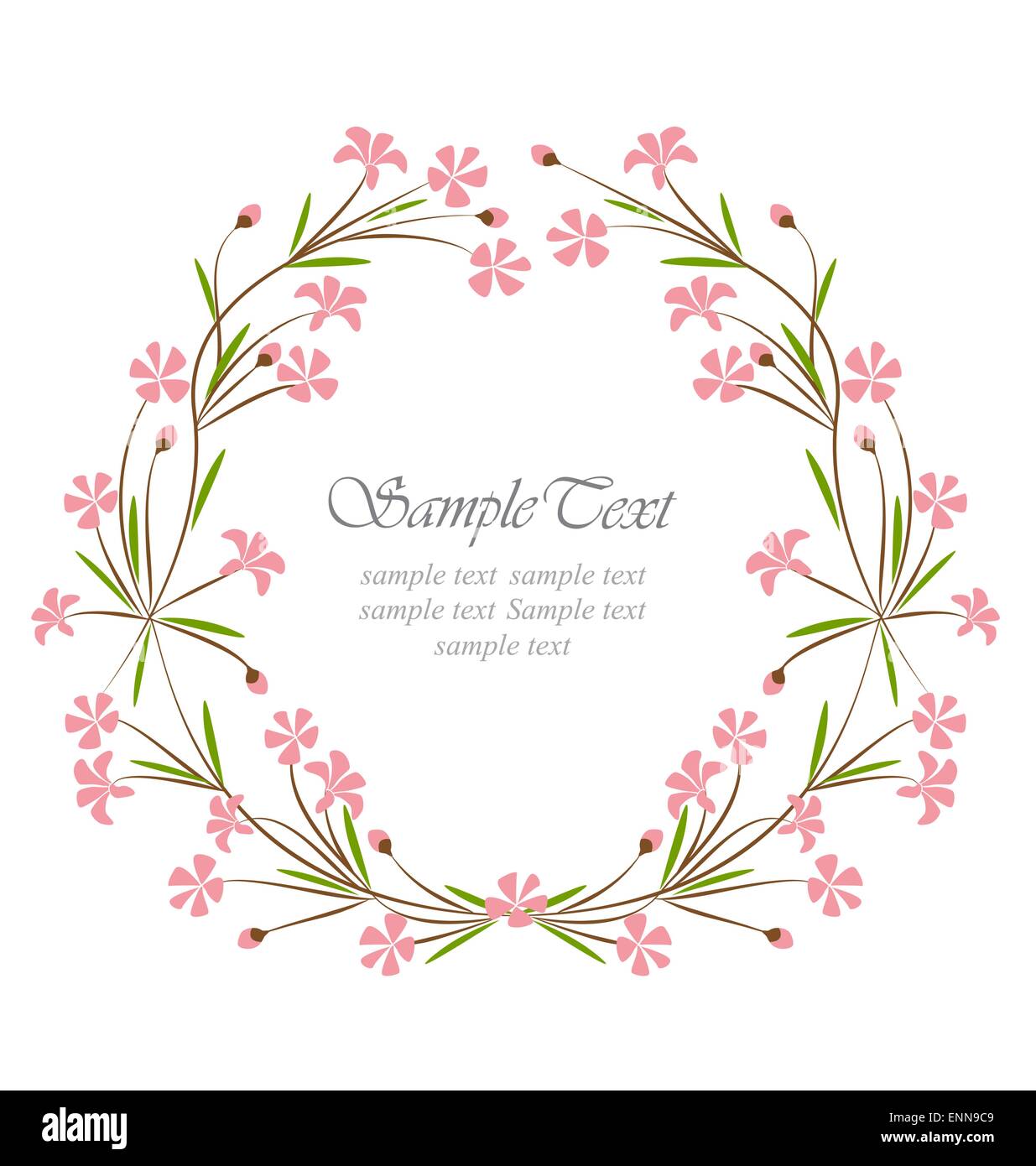 Floral round silhouette frame Cut Out Stock Images & Pictures - Alamy