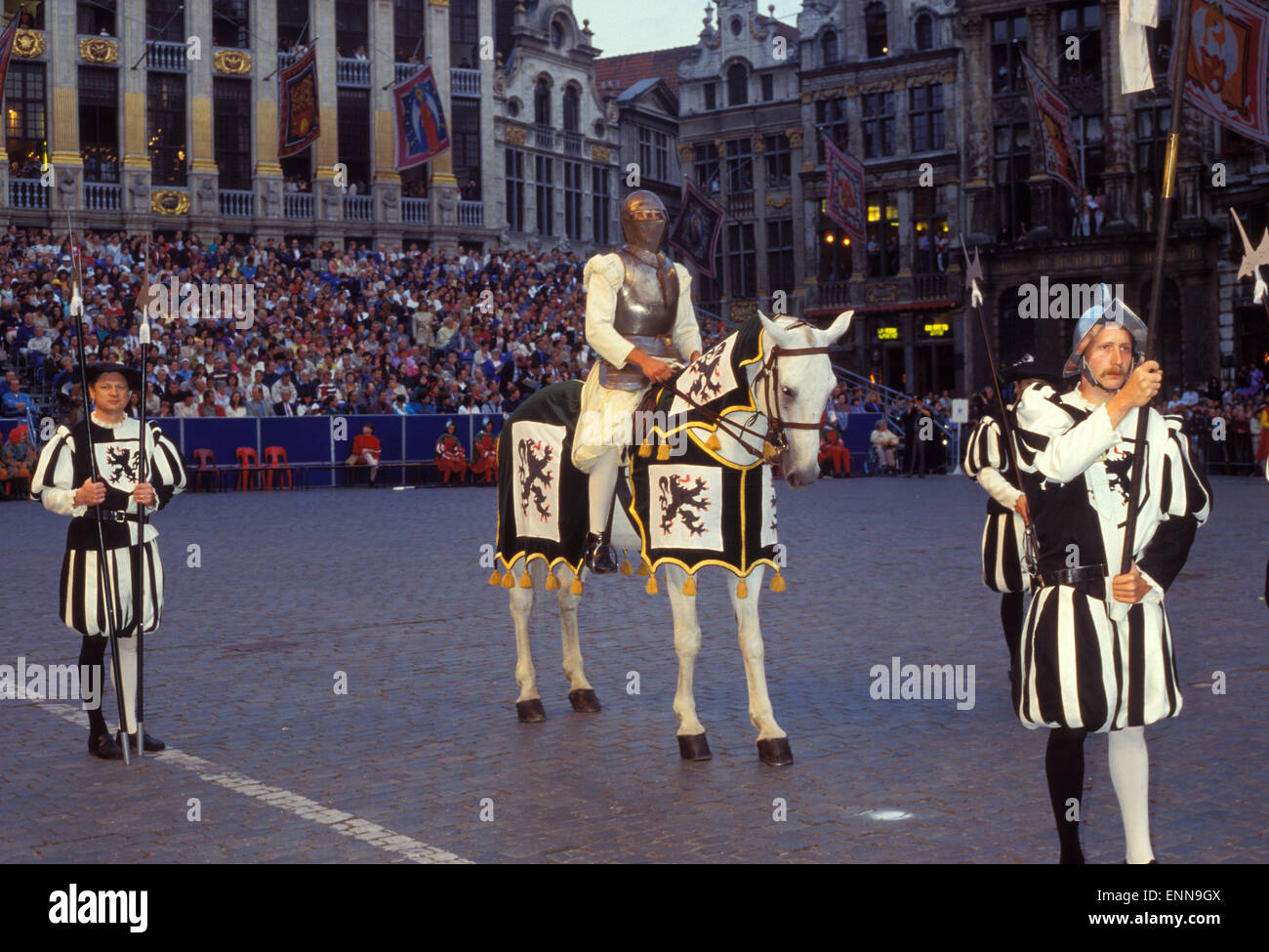 Europe, Belgium, Brussels, participants of the Ommegang festival at the ...
