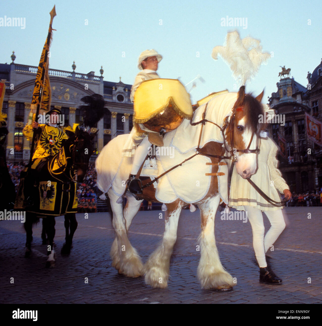 Europe, Belgium, Brussels, participants of the Ommegang festival at the ...