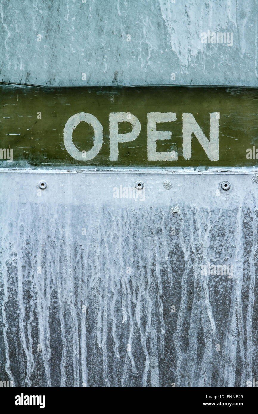 Open sign on a window Stock Photo - Alamy