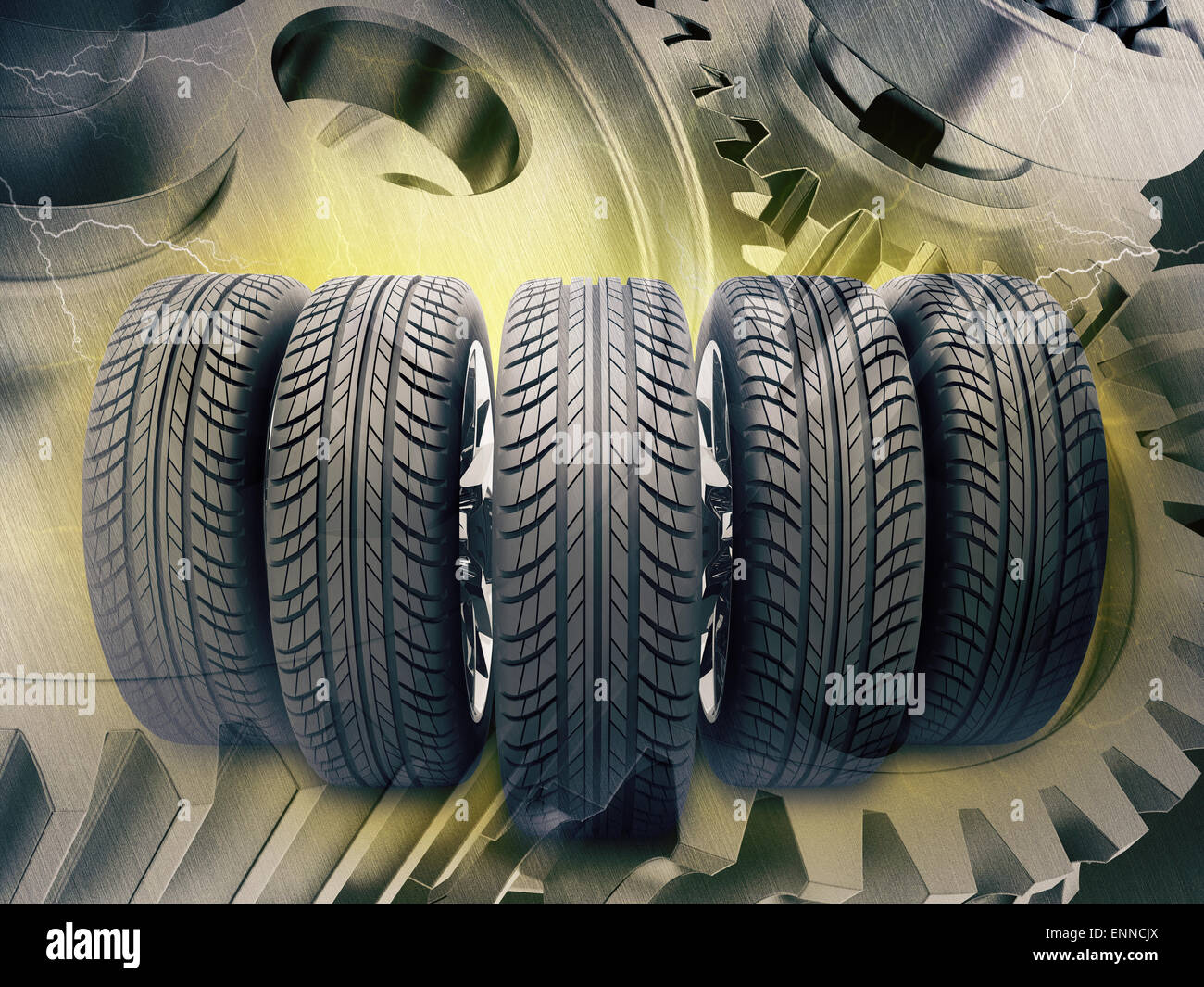 Wheels on glowing abstract background Stock Photo - Alamy