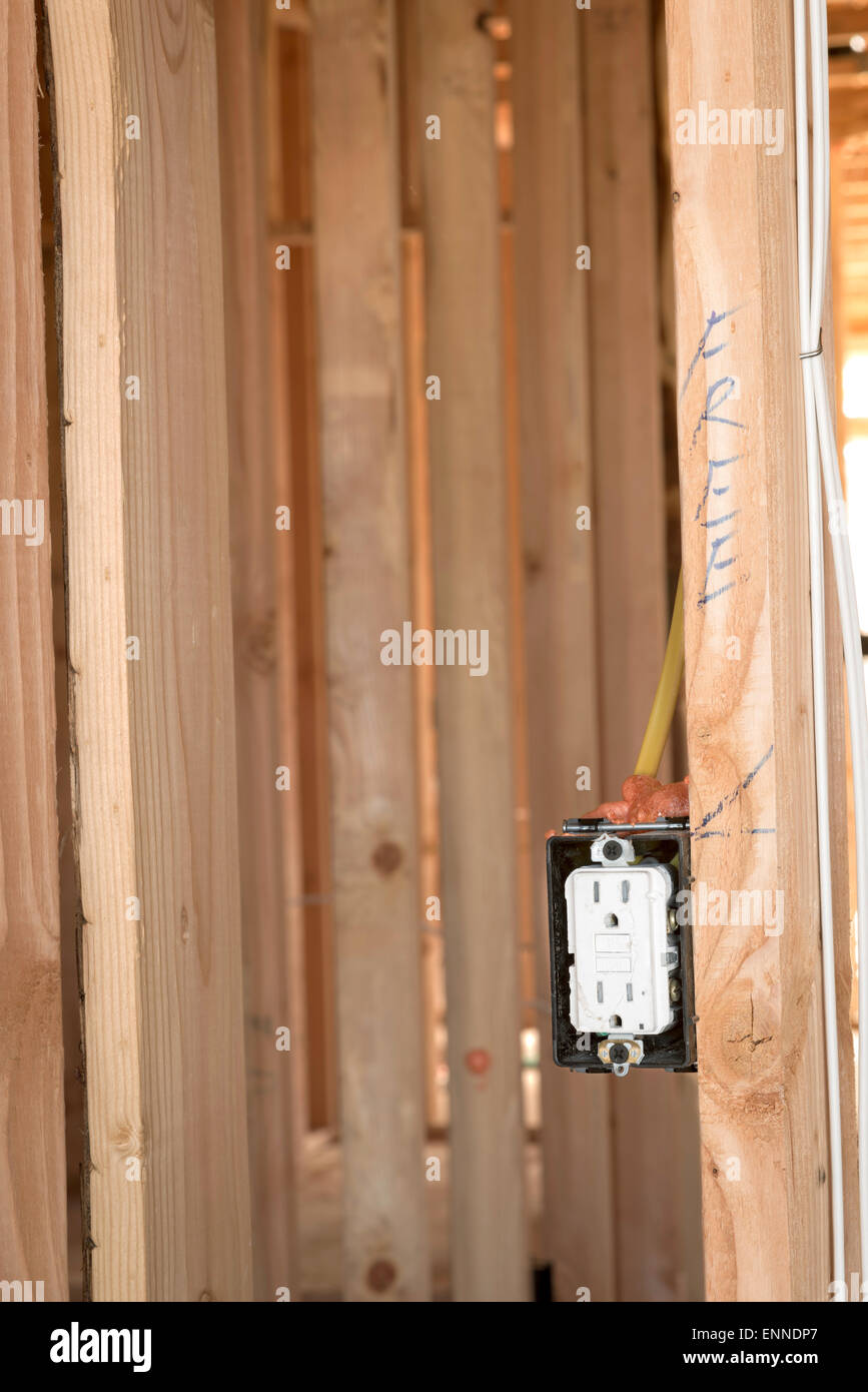 Construction outlet in an unfinished wall Stock Photo - Alamy