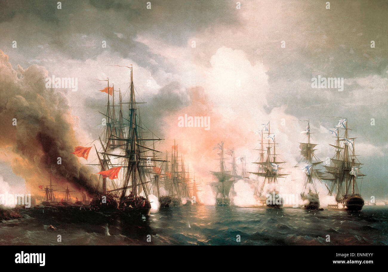 Russian ships at the battle of Sinop 1853 Aivasovsky Ivan ...