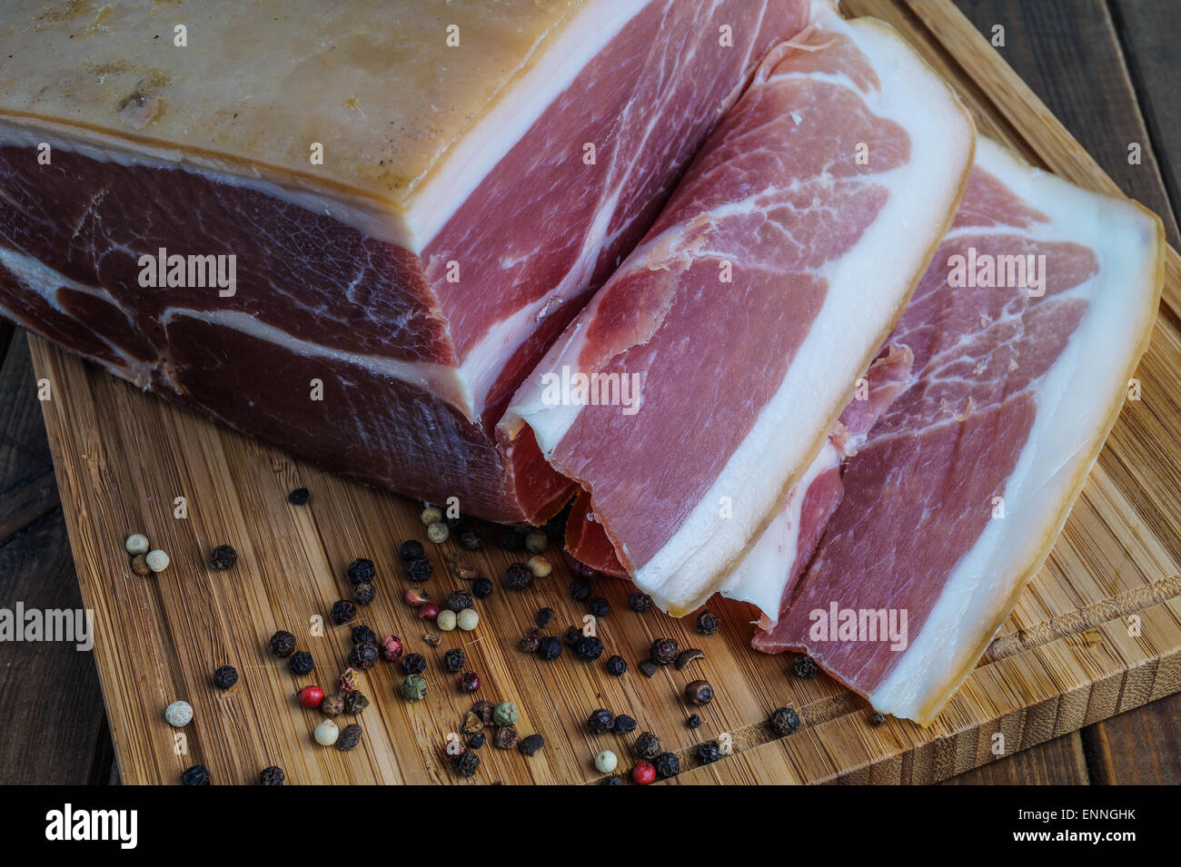 Whole prosciutto italian ham sliced for sandwich Stock Photo - Alamy