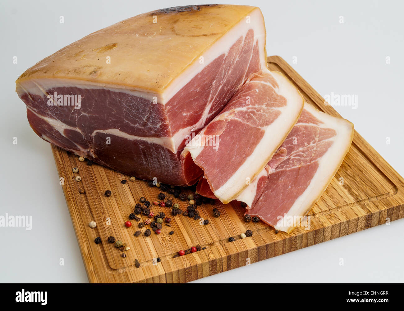 Whole prosciutto italian ham sliced for sandwich Stock Photo - Alamy