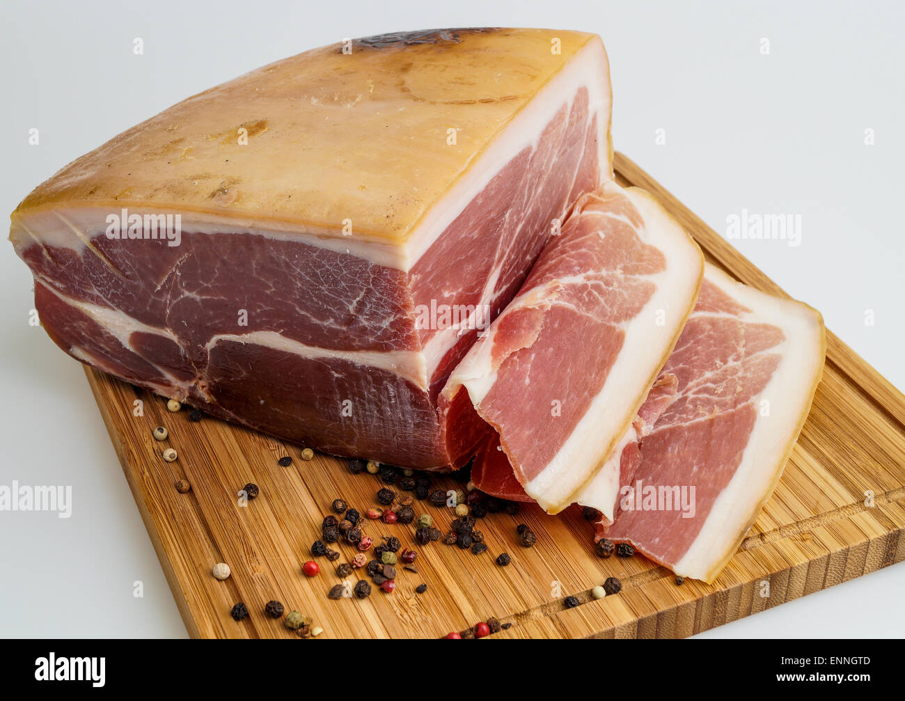 Whole prosciutto italian ham sliced for sandwich Stock Photo - Alamy