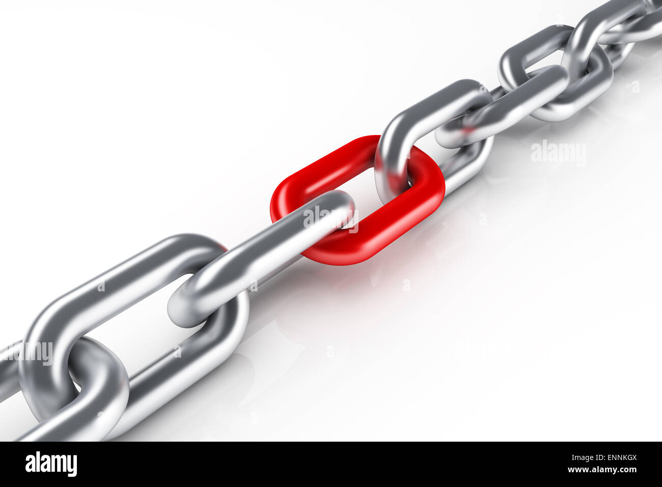 Steel chain with red link Stock Photo - Alamy