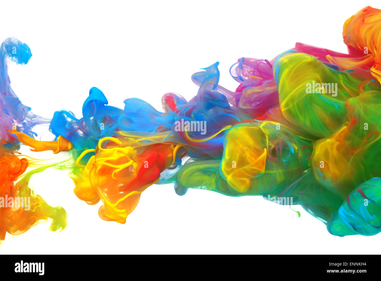 Clouds of bright colorful ink mixing in water Stock Photo - Alamy