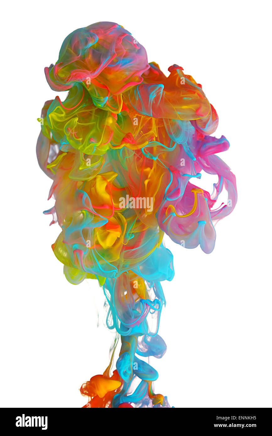Clouds of bright colorful ink mixing in water Stock Photo - Alamy