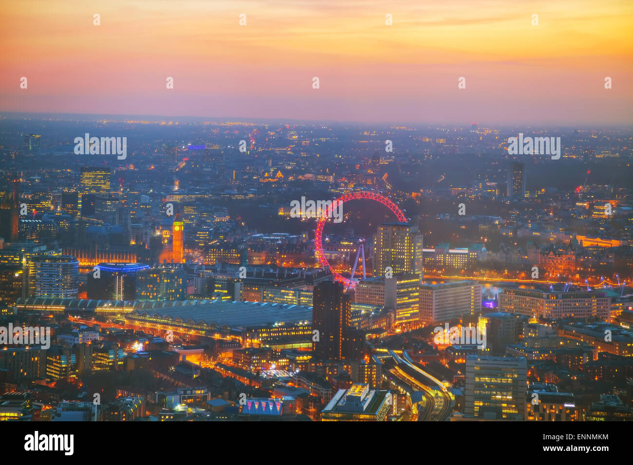 Aerial overview of London city at sunset Stock Photo - Alamy