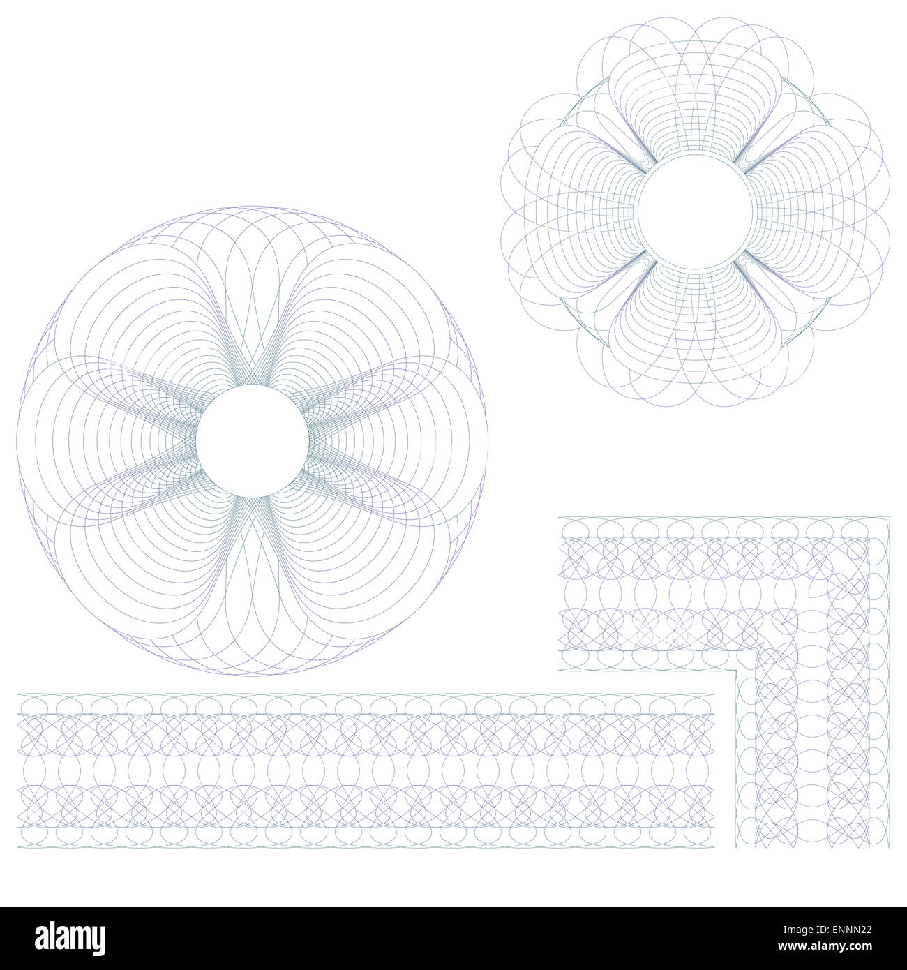 Rosettes, border and corner. Set Stock Photo - Alamy