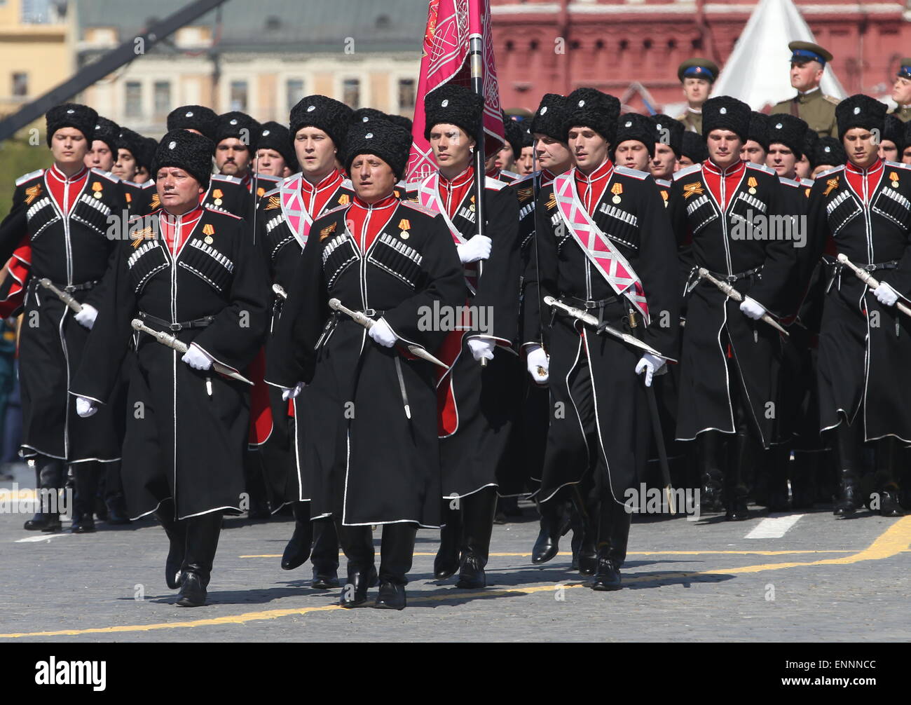 Moscow, Russia. 9th May, 2015. Kuban Cossacks march through Moscow's ...