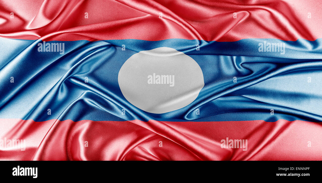 National flag of laos waving hi-res stock photography and images - Alamy