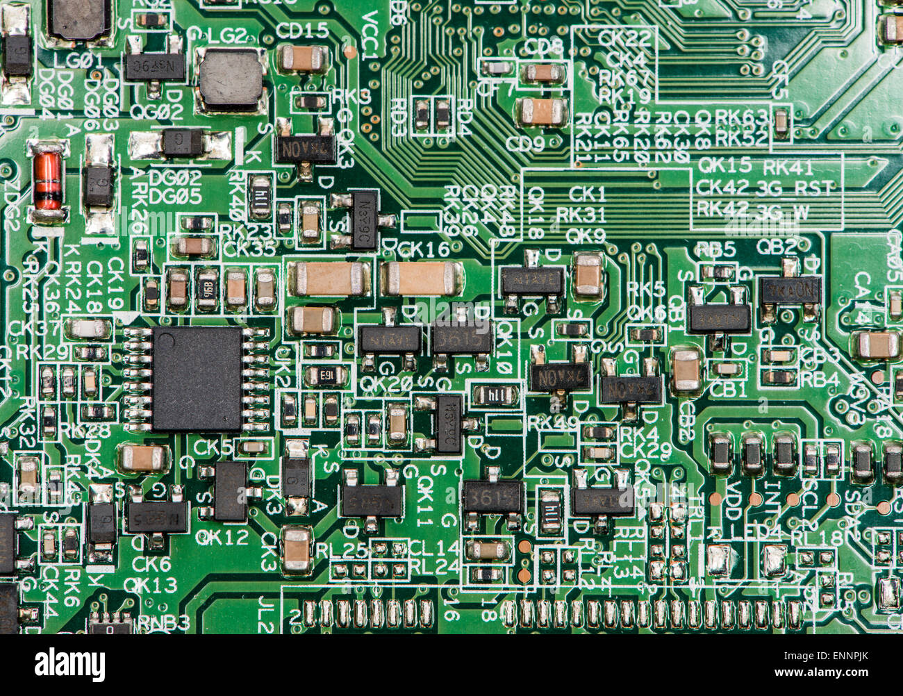 Circuit Board with a lot of different components (close-up shot Stock ...