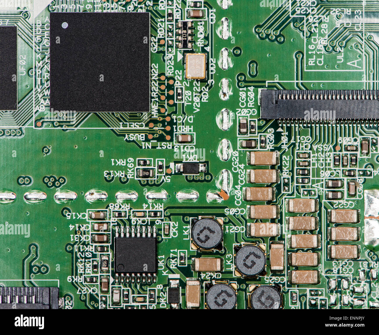 Circuit Board with a lot of different components (close-up shot Stock ...