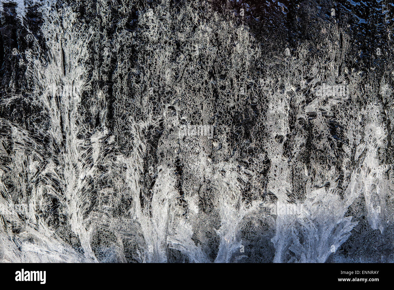 Ice texture on frozen window Stock Photo - Alamy