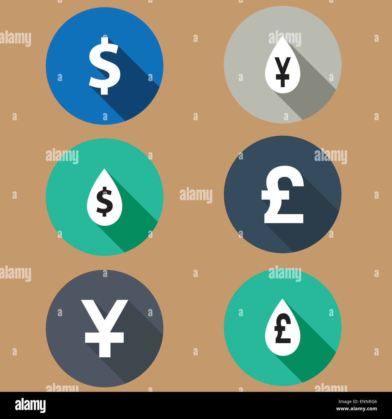 set of flat icons exchange rates. Long shadows. vector Stock Vector ...