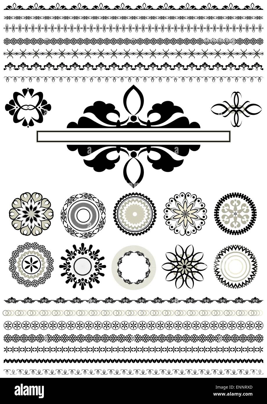 Collection of borders and round ornaments Stock Vector Image & Art - Alamy