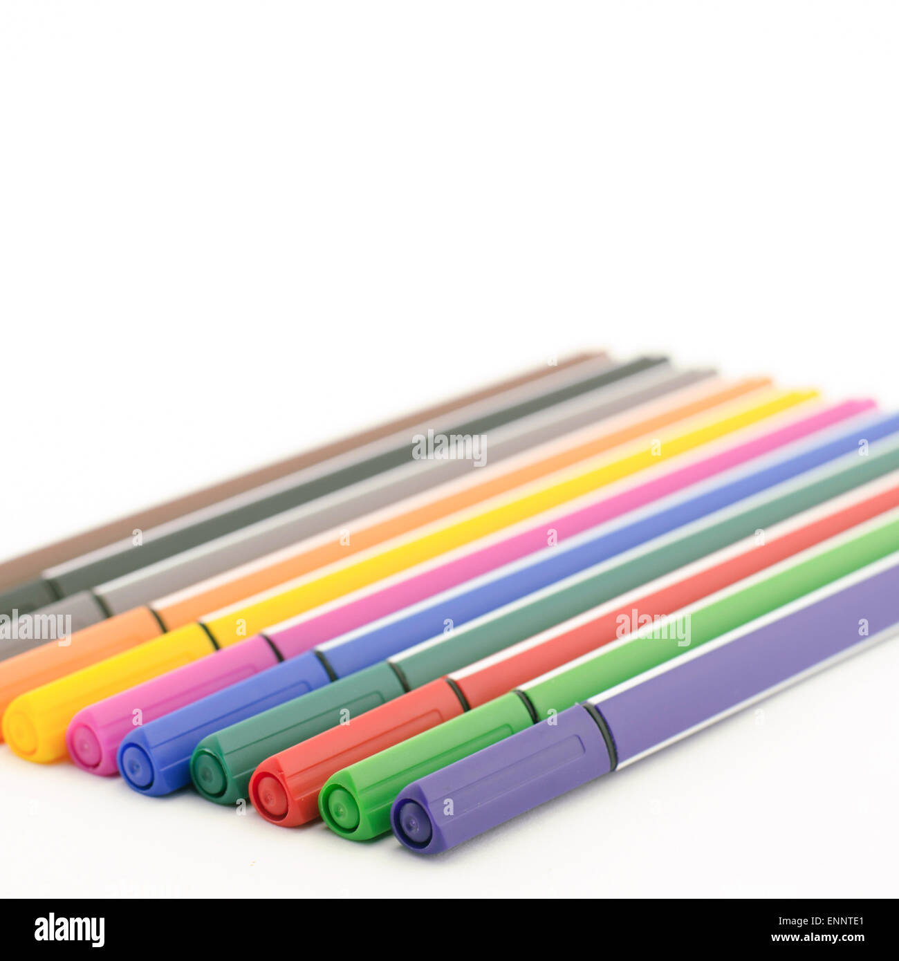 twelve colorful pen isolated on white background Stock Photo - Alamy