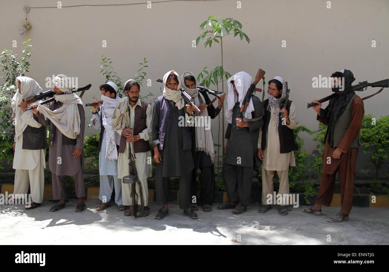 Nangarhar, Afghanistan. 9th May, 2015. Taliban fighters attend a ...