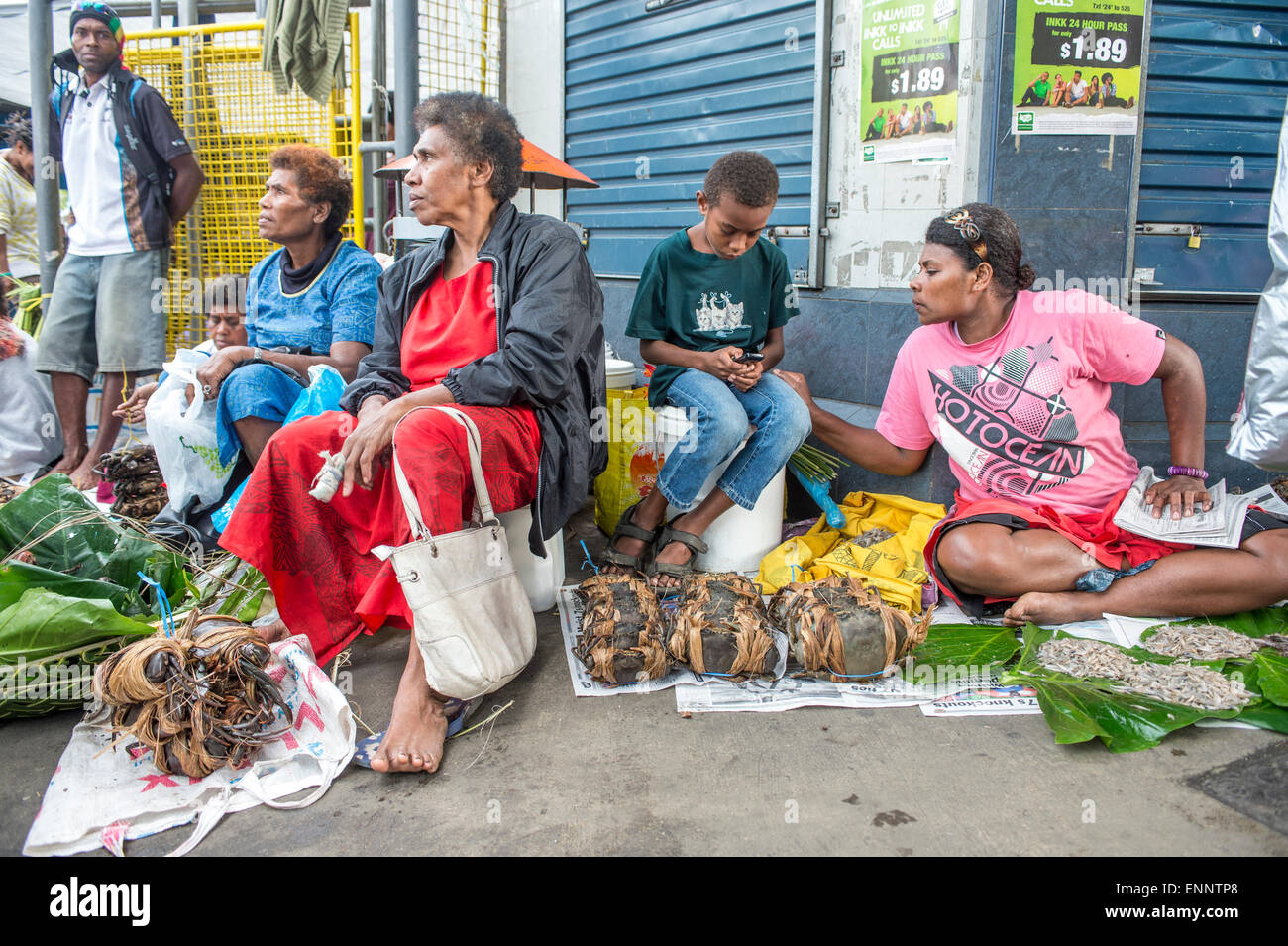 Local women with Crabs trussed up for sale. Suva Fish market. Suva ...