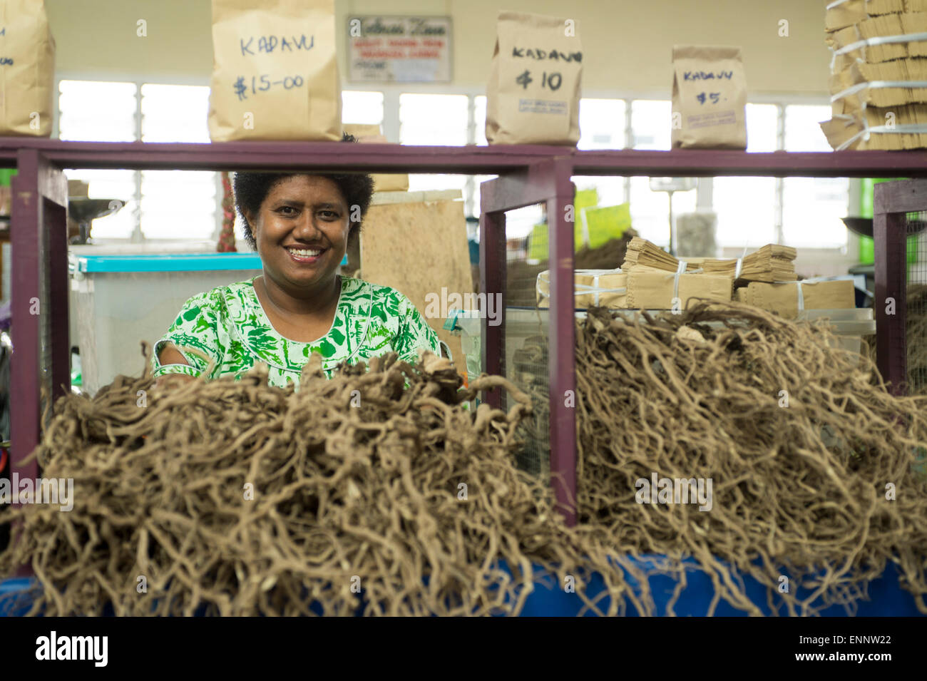 Kava seller. Suva fruit and vegatable market. Suva, Fiji Stock Photo ...