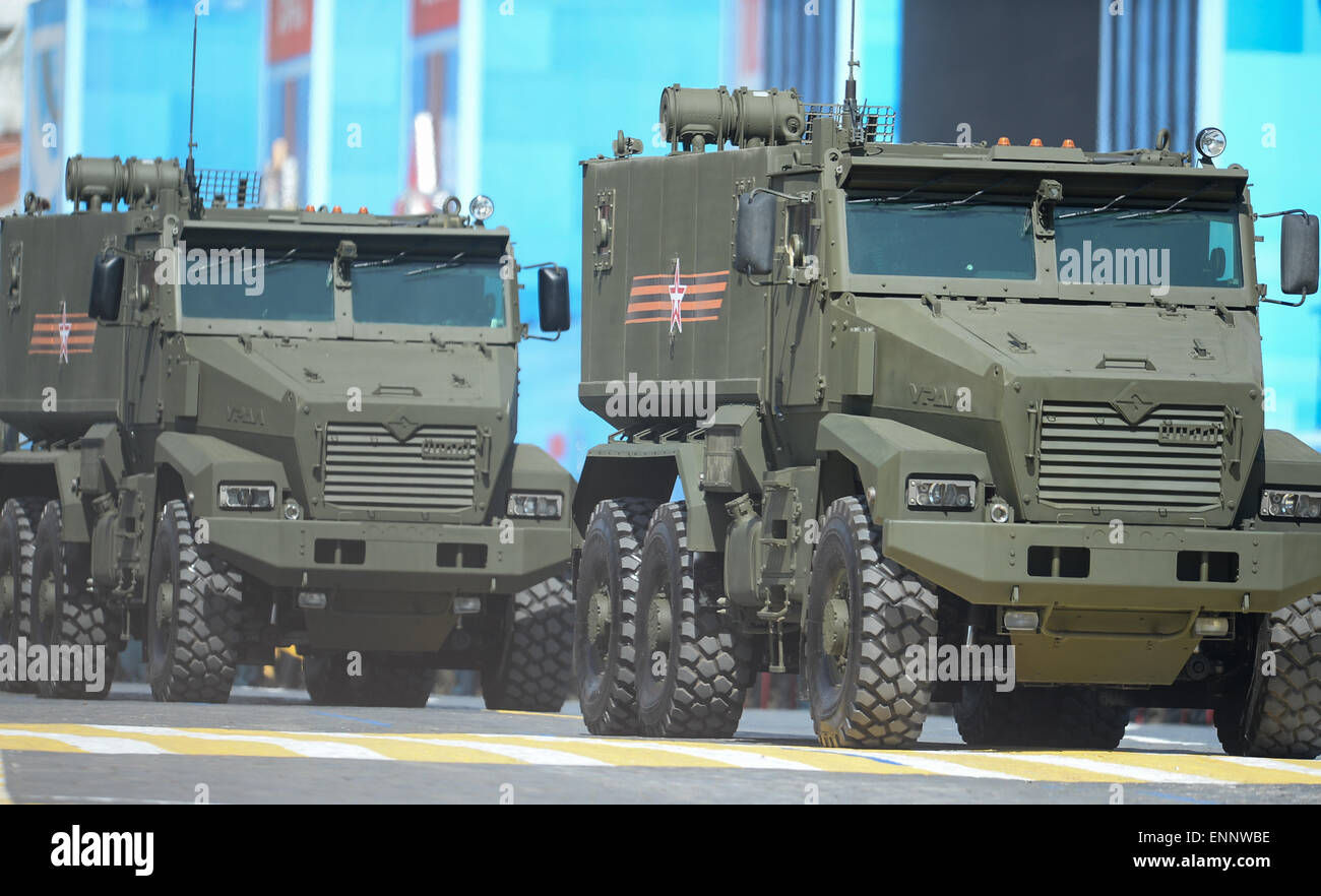 Moscow, Russia. 9th May, 2015. Typhoon-U all-terrain armoured vehicles ...