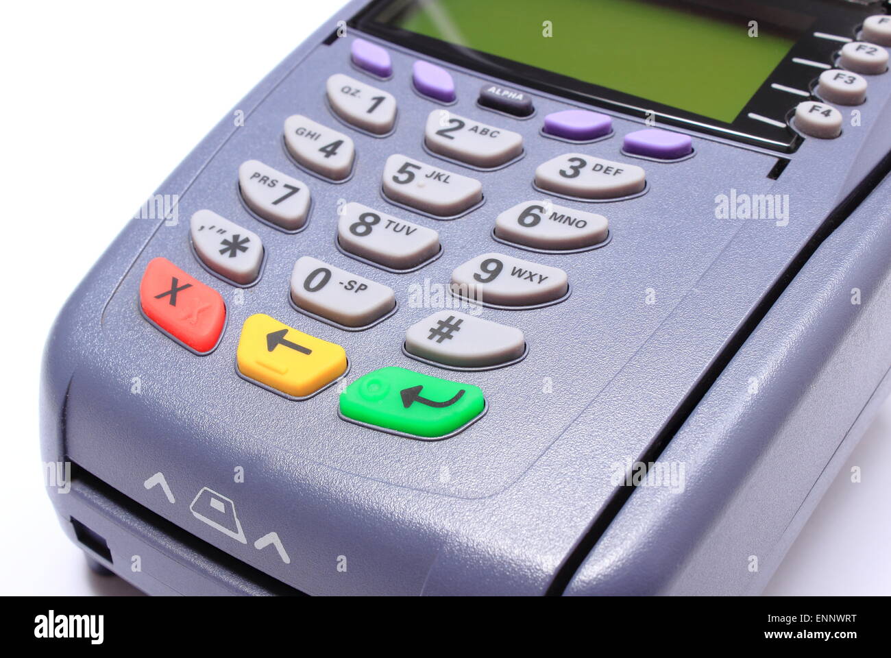 Credit card reader on white background, payment terminal, finance ...