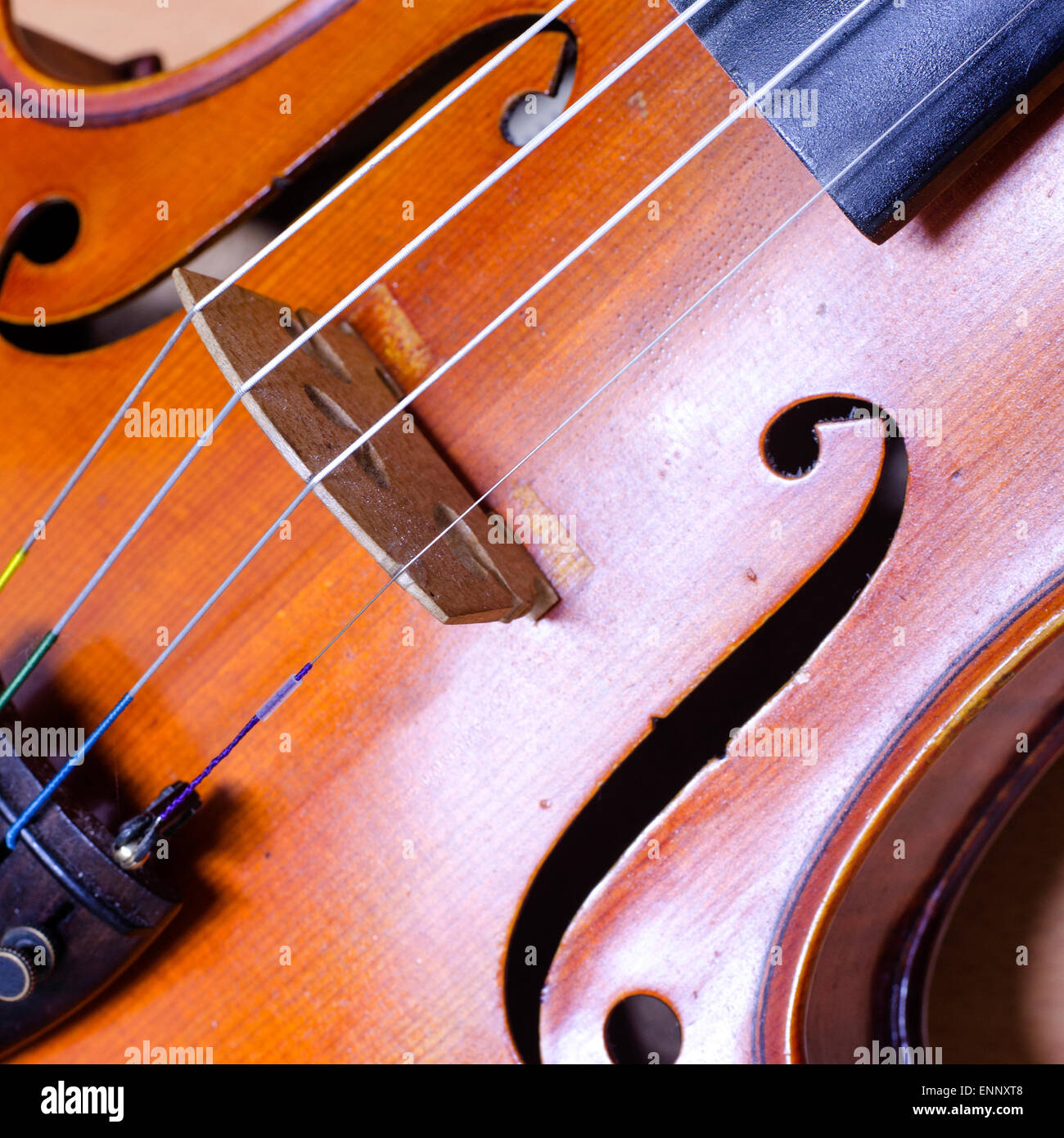 single soft brown violin with brown wallpaper Stock Photo - Alamy