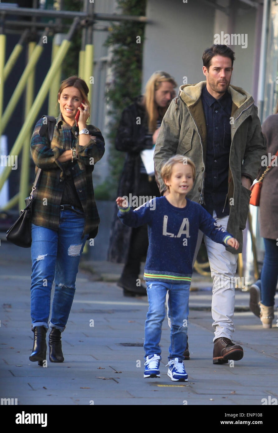 Jamie and Louise Redknapp with their son Beau Henry go for a walk in ...