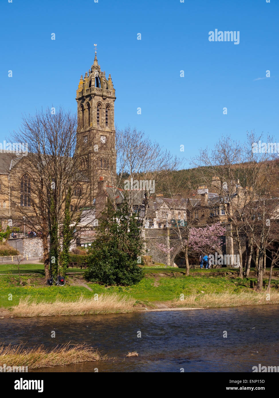The town of Peebles in the Scottish Borders, and the River Tweed Stock ...