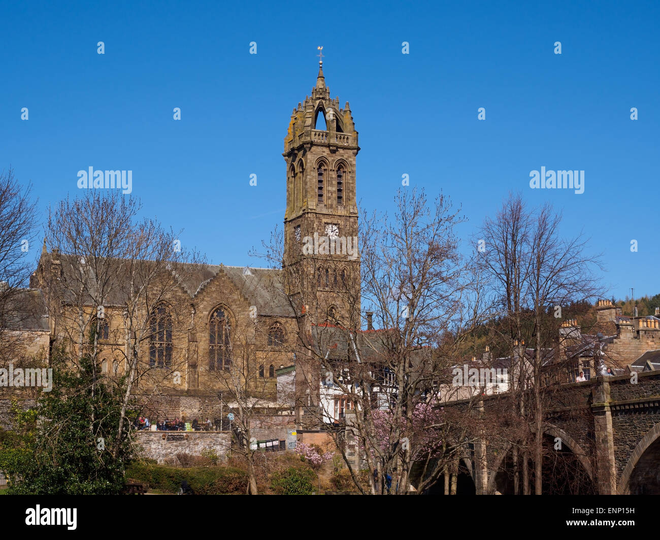 The town of Peebles in the Scottish Borders, and the River Tweed Stock ...