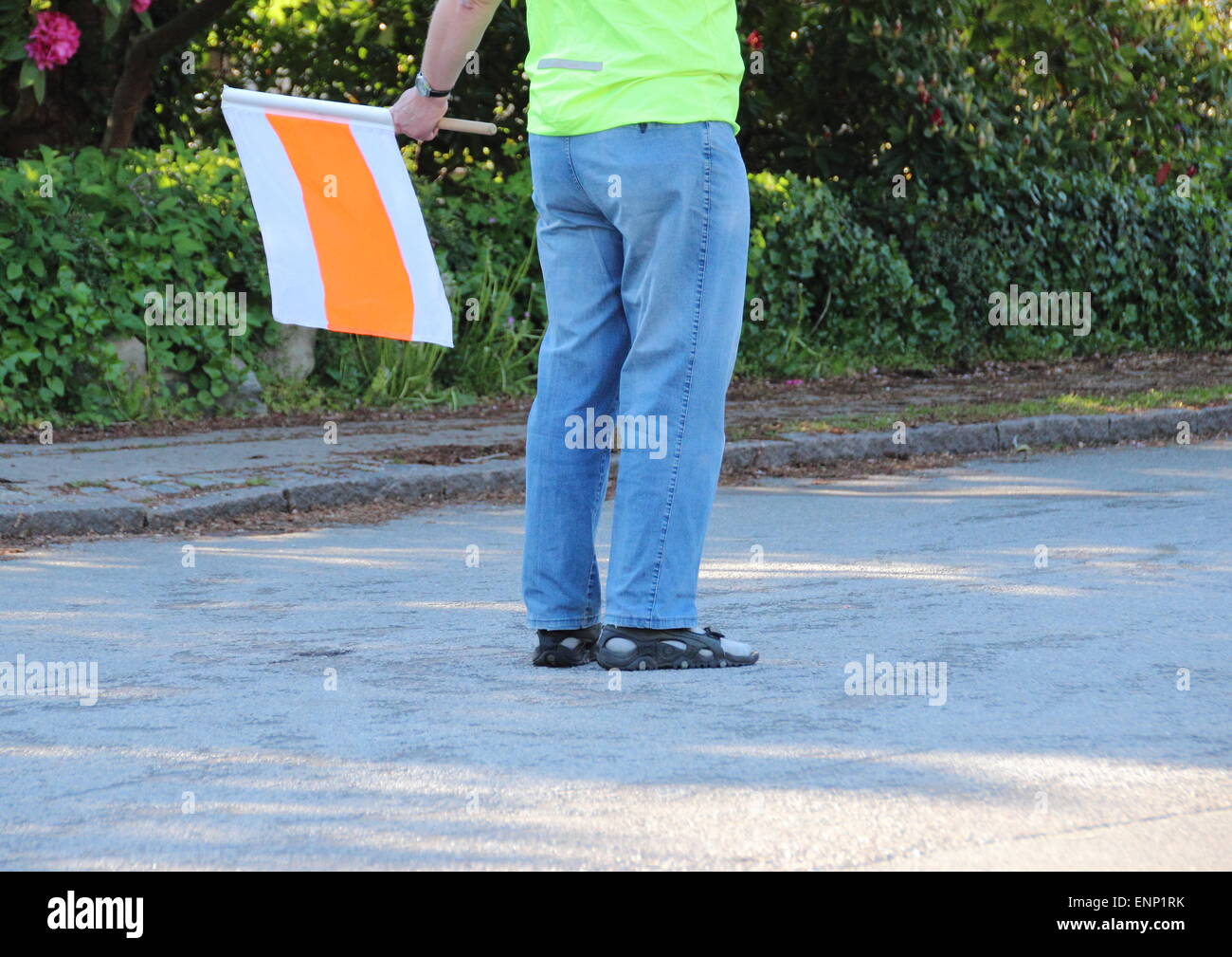 Guide holding flag hi-res stock photography and images - Alamy