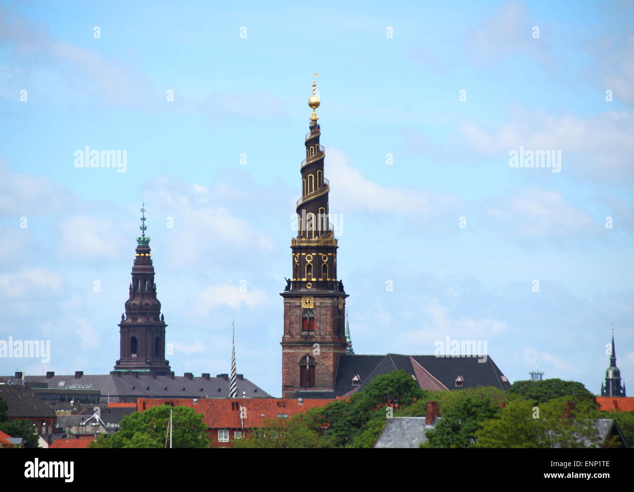 Skyline view of Copenhagen Denmark with church towers Stock Photo - Alamy
