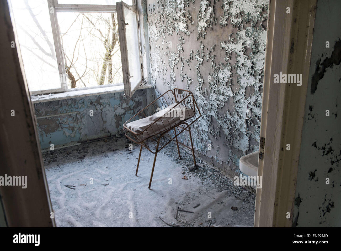 Chernobyl, Ukraine. 23rd Apr, 2015. The room for newborn babies in a ...