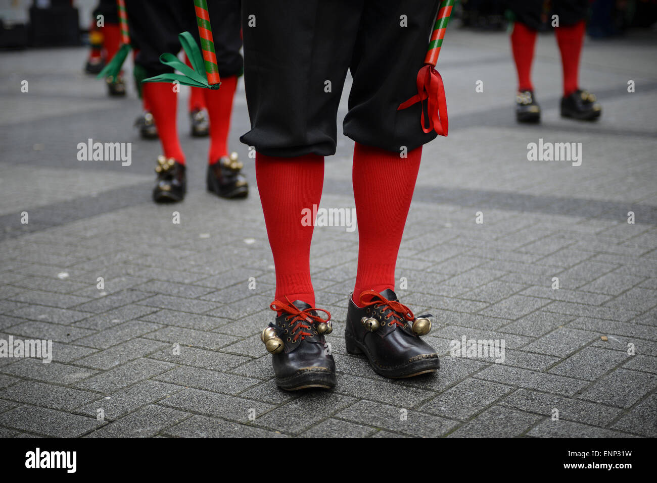 The red socks, bells and clogs of a group of Morris men at the ...