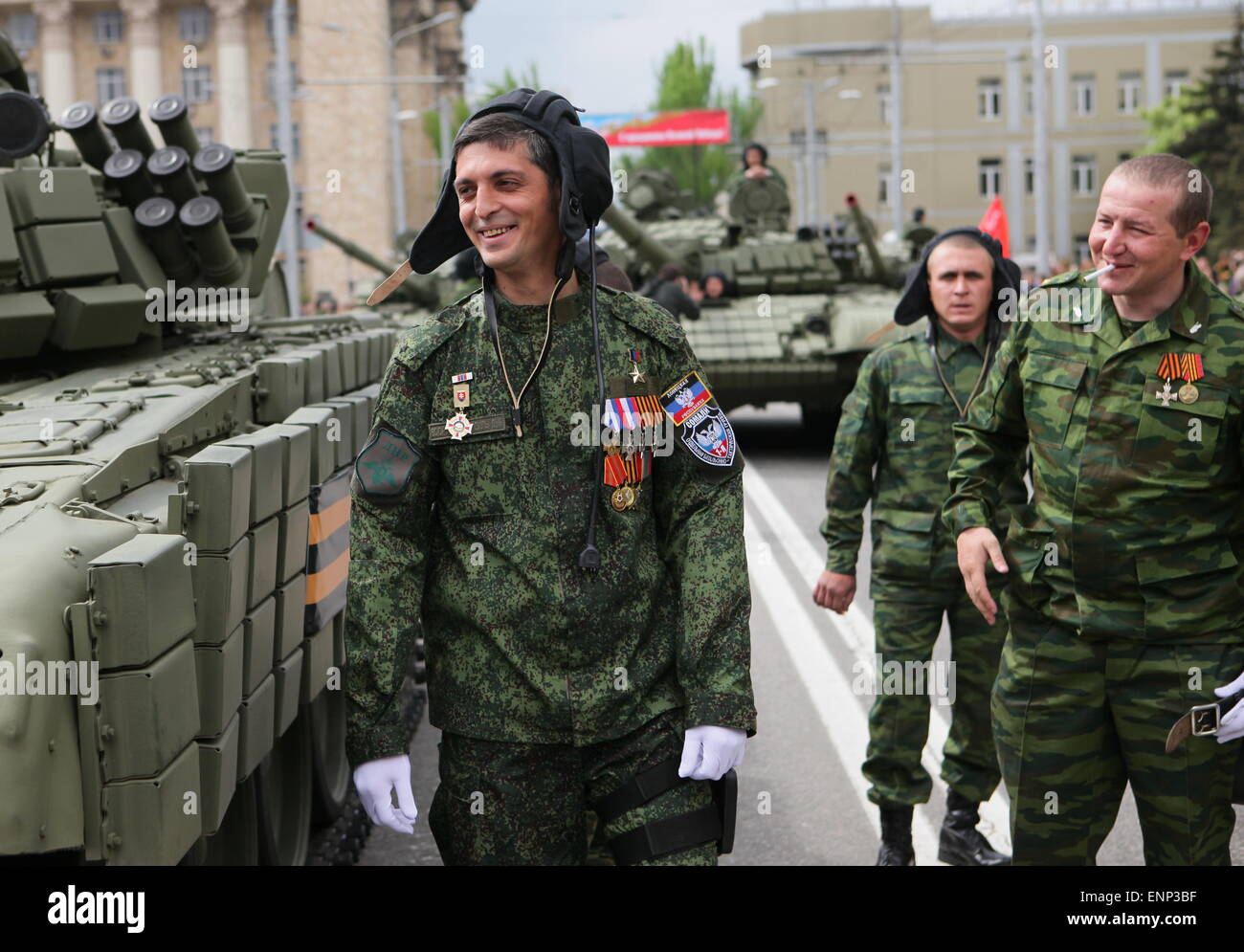 Donetsk, Ukraine. 9th May, 2015. Donetsk People's Republic (DPR) army ...