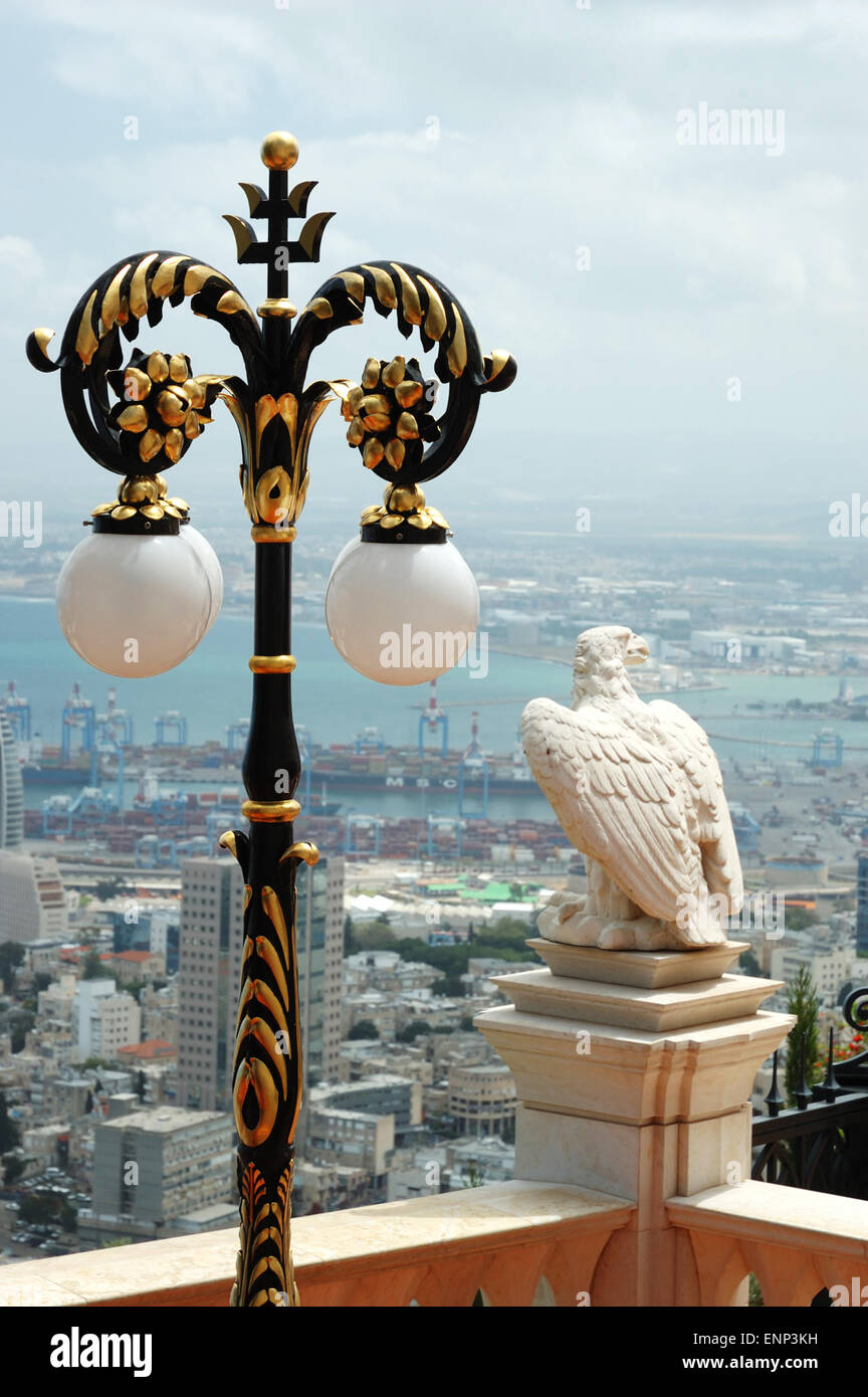 View of Haifa city and eagle statue,Israel Stock Photo - Alamy